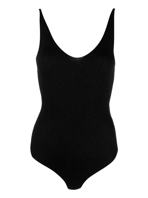 RXQUETTE Shimmering Ribbed Bodysuit - Black