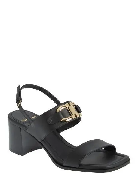 FERRAGAMO Lou Gancio Slingback Sandal - Nero Nero Nero