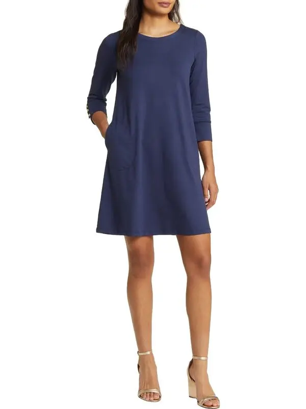 Lilly Pulitzer® Solia Downtime Upf 50+ Jersey Shift Dress - True Navy