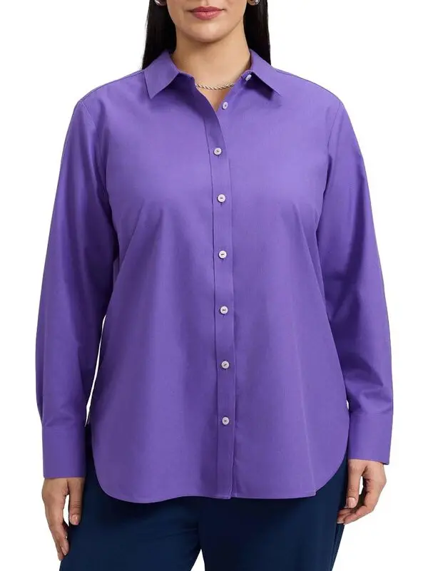 Foxcroft Cotton Non-iron Button-up Shirt - Royal Purple