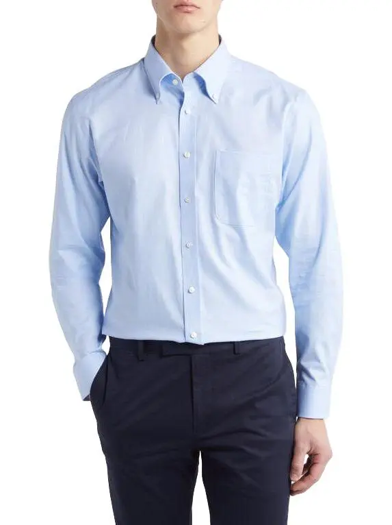 Nordstrom Trim Fit Royal Oxford Solid Dress Shirt - Blue- White Royal Oxford