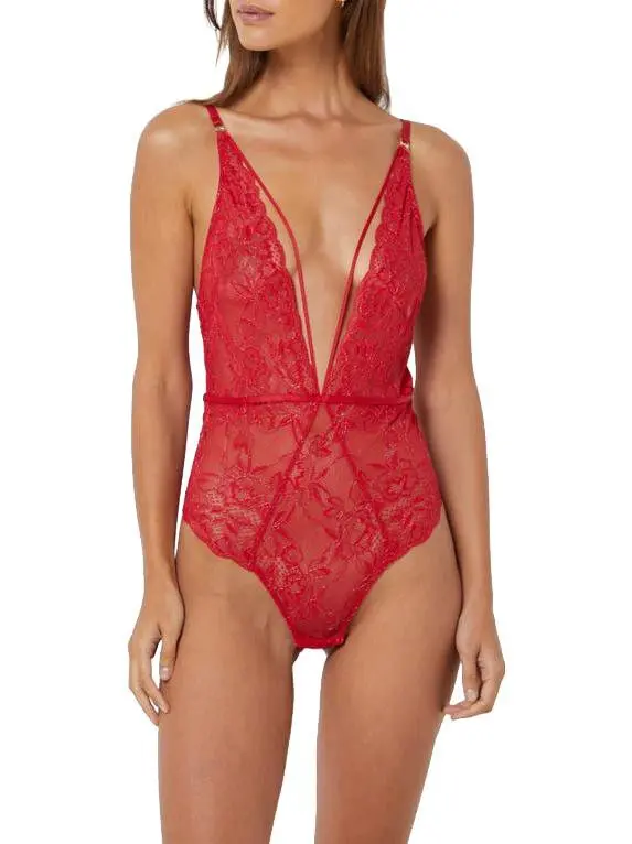 ETAM Envoutante Metallic Lace Teddy - Garnet Red