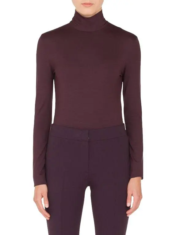 Akris Stretch Modal Turtleneck Top - Black Cherry