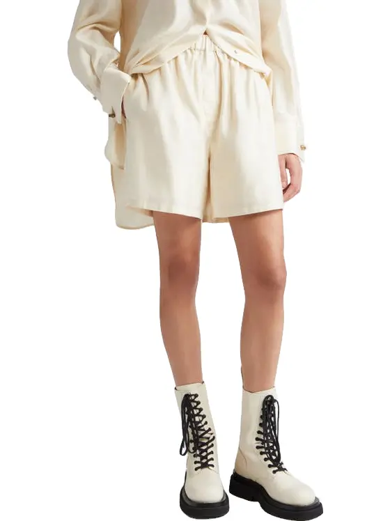 Max Mara Piadena Cotton Sateen Relaxed-fit Shorts - Ivory