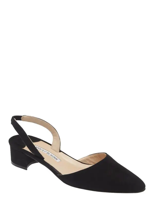 Manolo Blahnik Aspro Suede Slingback Pumps - Black