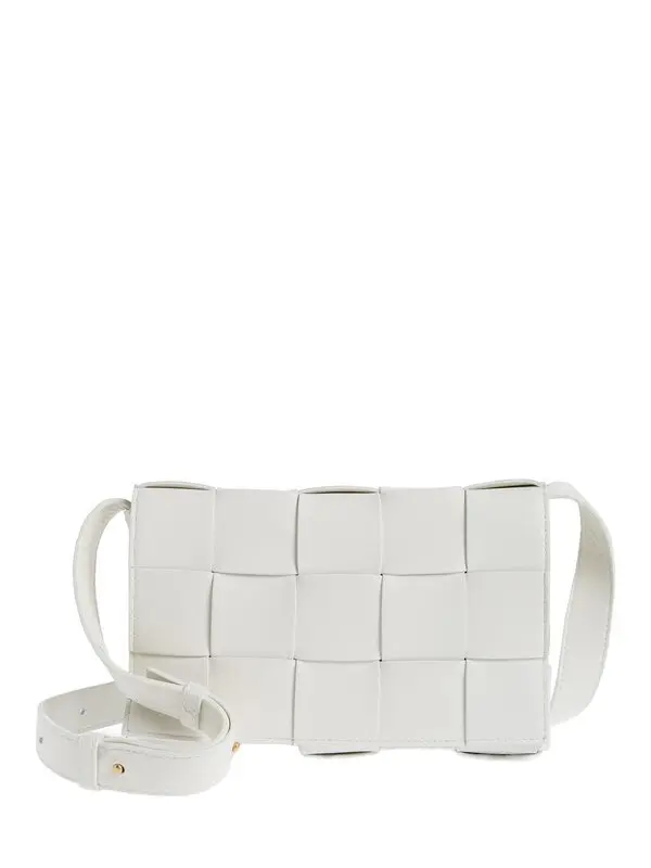 Bottega Veneta Intrecciato Leather Crossbody Bag - White Gold