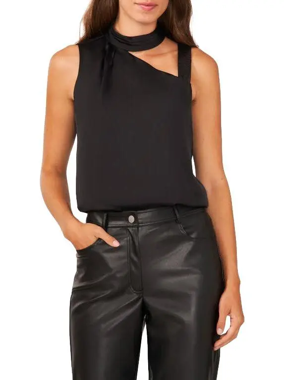 Halogen Cutout Sequin Strap Satin Top - Rich Black