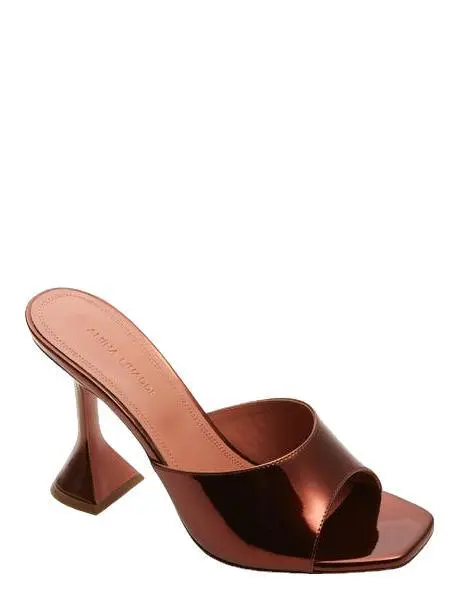 Amina Muaddi Lupita Metallic Slide Sandal - Mirror Brown