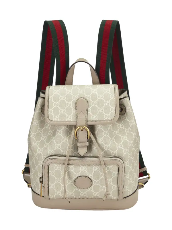 Gucci Gg Supreme Interlocking Gg Backpack - Beige