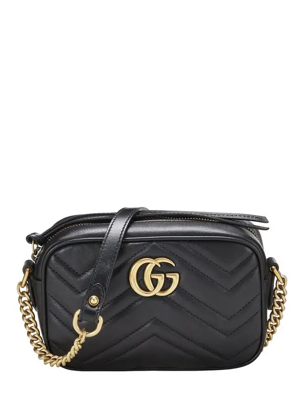 Gucci Leather Gg Marmont Shoulder Bag - Black