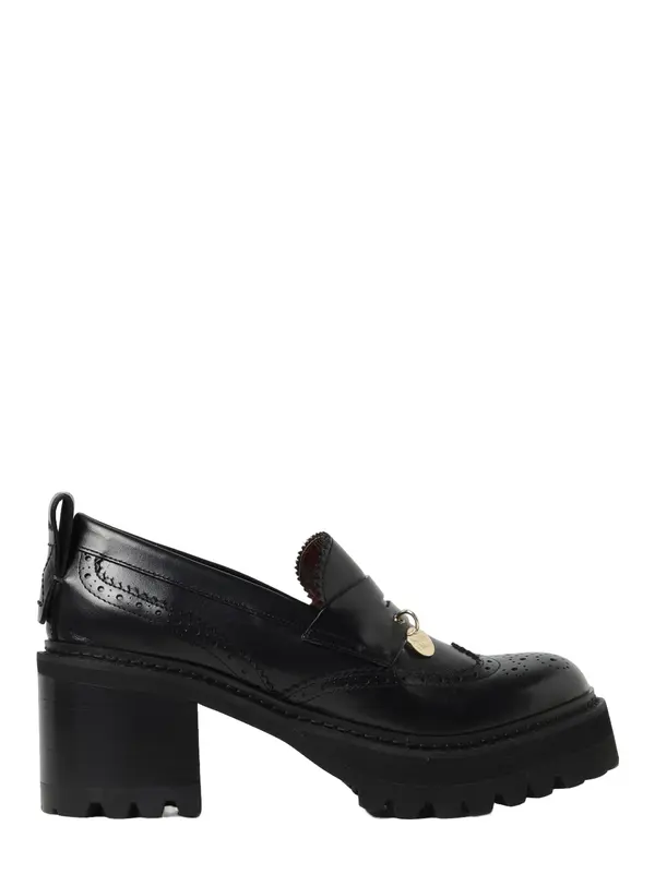 See By Chloé Leather Moccasins With Brogue Pattern - Black