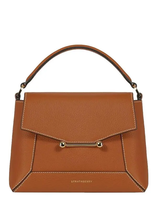 Strathberry Mosaic Grain Leather Top Handle Bag - Tan