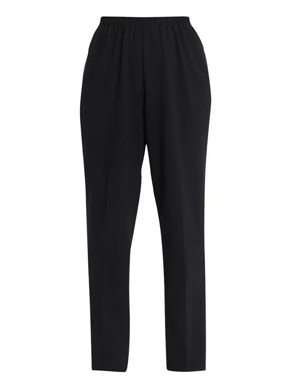 Eskandar Narrow Elastic Waist Wool Trousers - Black