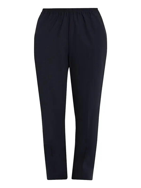Eskandar Narrow Elastic Waist Wool Trousers - Navy