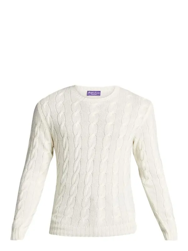 Ralph Lauren Purple Label Cashmere Cable-knit Crewneck Sweater - Cream