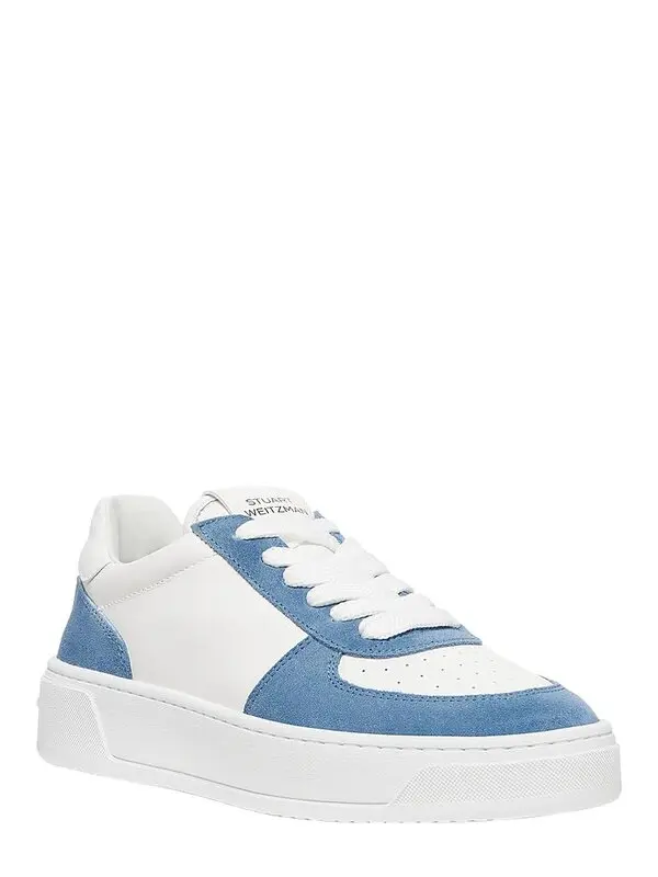STUART WEITZMAN Courtside Lace Up Sneakers - White/blue