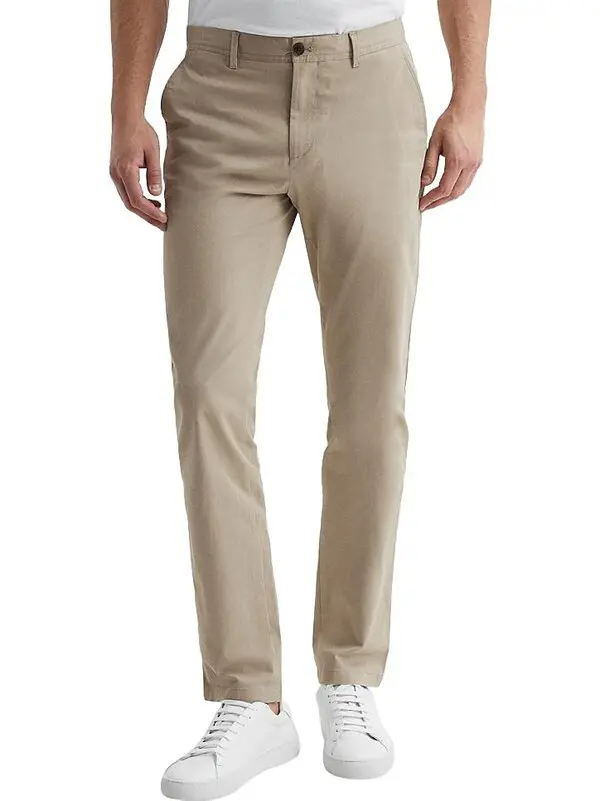 REISS Pitch Washed Slim Fit Chinos - Stone