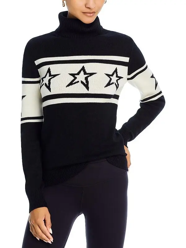 Perfect Moment Chopper Wool Star Intarsia Sweater - Black