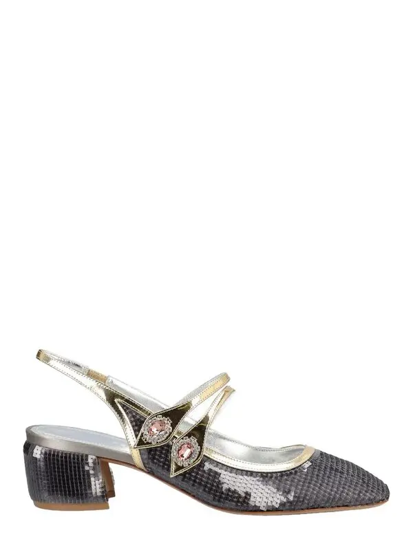 FERRAGAMO Slingback With Sequins - Silver 511