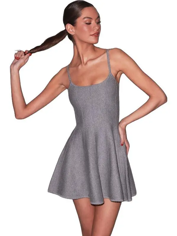 Fleur Du Mal Flared Corset Mini Dress - Gray