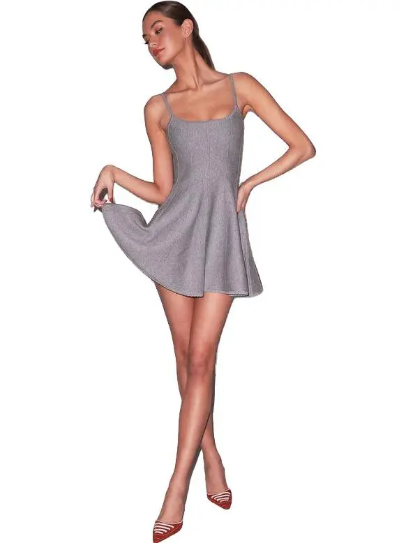 FLEUR DU MAL Flared Corset Mini Dress - Gray