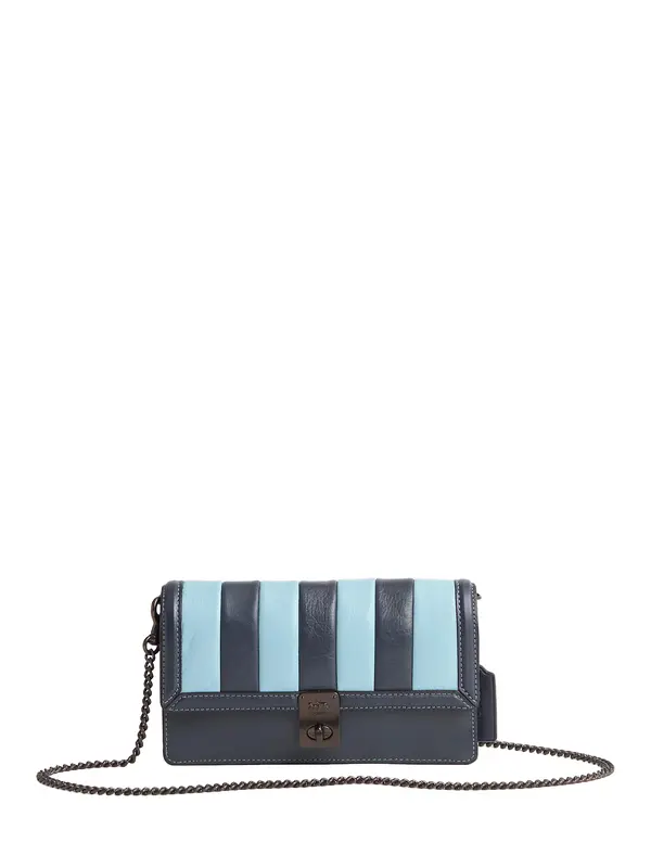 COACH Restored Hutton Clutch With Colorblock Quilting - Pewter/midnight Navy Multi