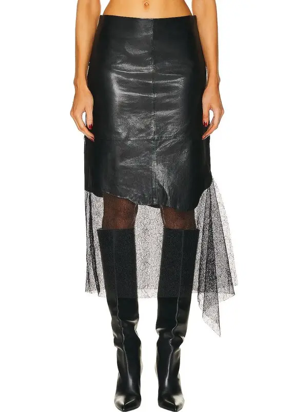 Helmut Lang Leather Lace Skirt - Black