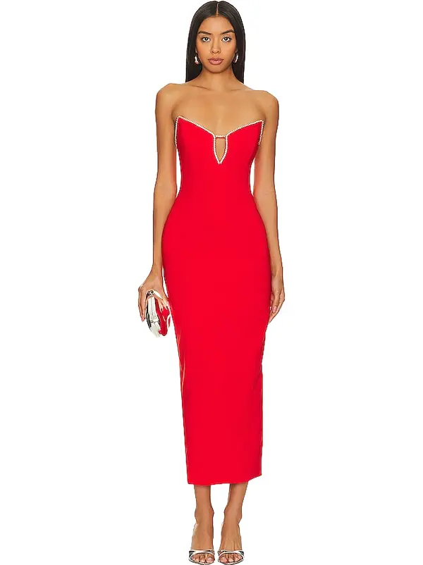 RUNAWAY THE LABEL Bec Midi Dress - Red