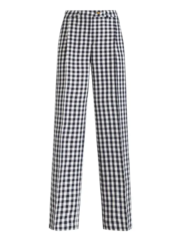 Etro Gingham Print Trousers - Blue