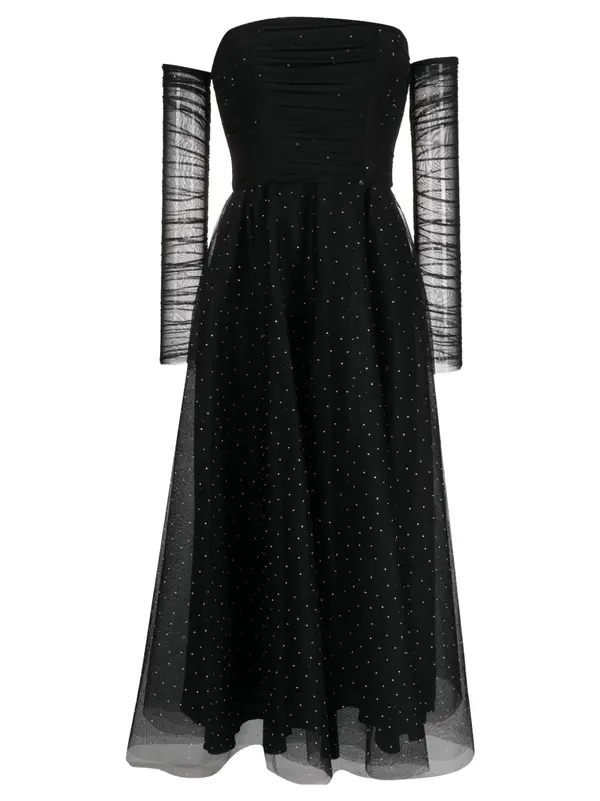 NISSA Crystal-embellished Dress - Black