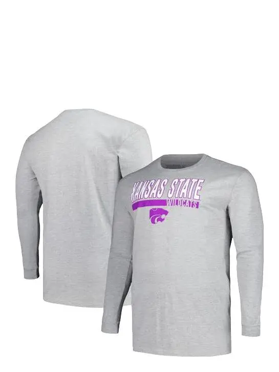 Profile Kansas State Wildcats Big & Tall Two-hit Long Sleeve T-shirt - Gray
