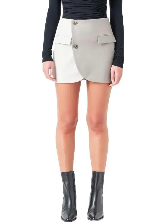 GREY LAB Colorblock Wrap Miniskirt - Grey Multi