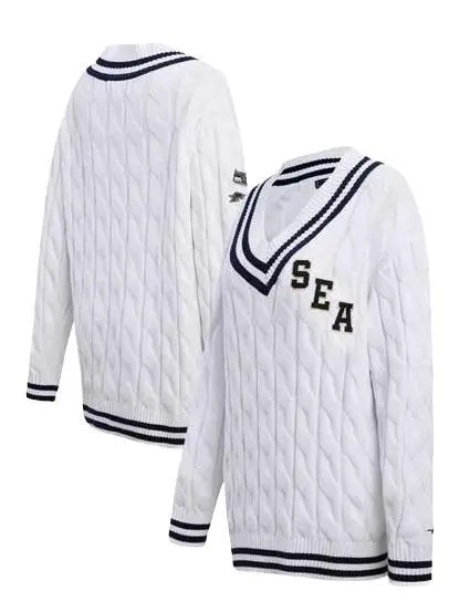 PRO STANDARD Seattle Seahawks Prep V-neck Pullover Sweater - White