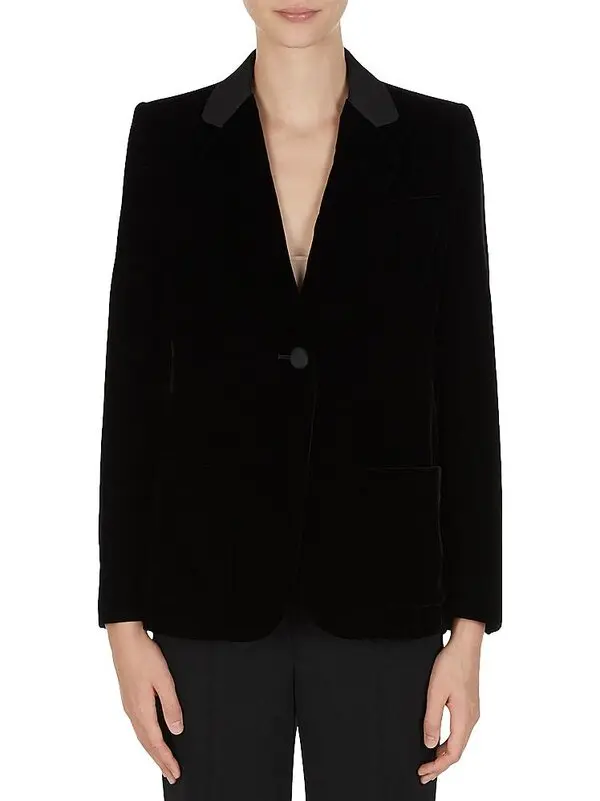 Emporio Armani Velvet Single-button Blazer - Black