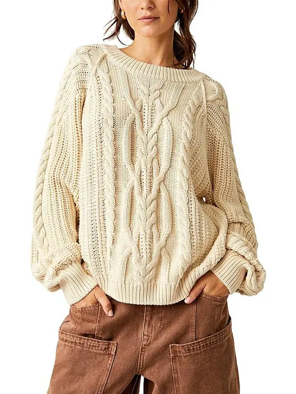 Free People Frankie Cable Sweater - Ivory