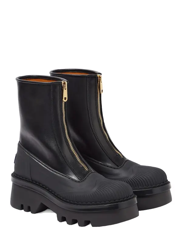 Chloé Raina Leather Ankle Boots - Black