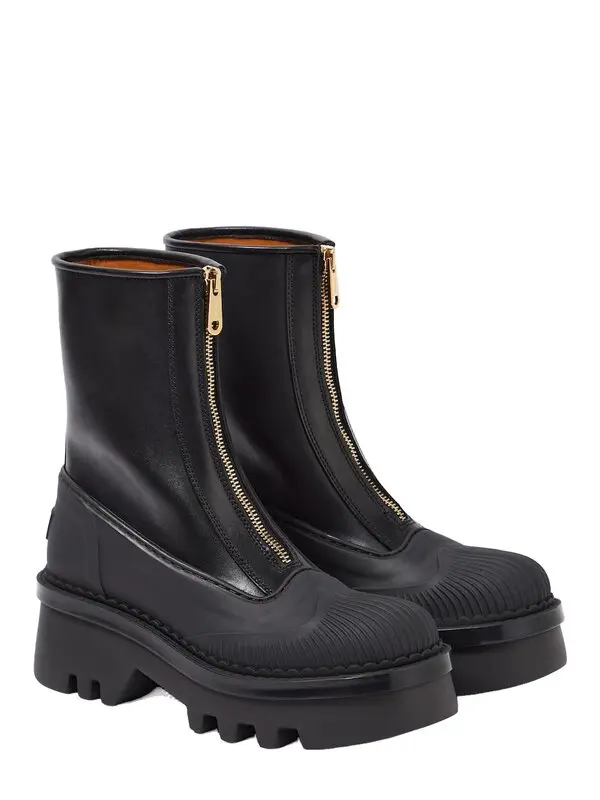 Chloé Raina Leather Ankle Boots - Black
