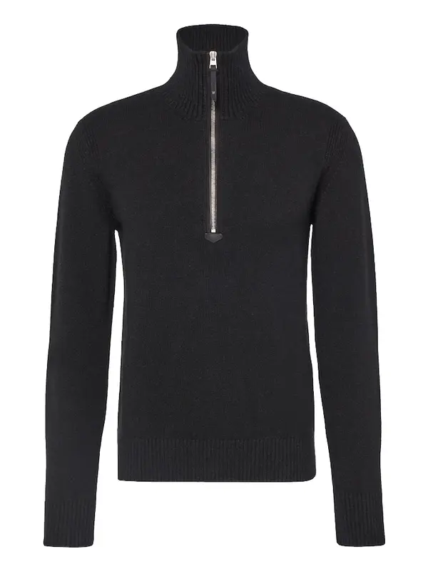 TOM FORD Wool And Cashmere-blend Half-zip Sweater - Black
