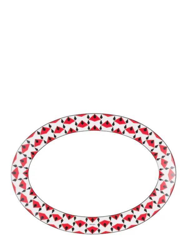 Prada Small Porcelain Serving Plate - Black/red