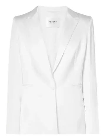Galvan Sculpted Satin Blazer - White