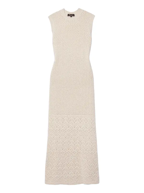 Loro Piana Engadin Pointelle-knit Cashmere Maxi Dress - Cream