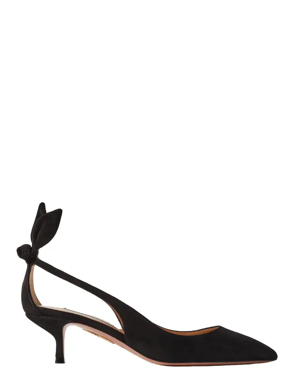 AQUAZZURA Bow Tie 50 Suede Pumps - Black