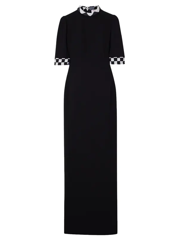 Emilio Pucci Checked Stretch-crepe Maxi Dress - Black