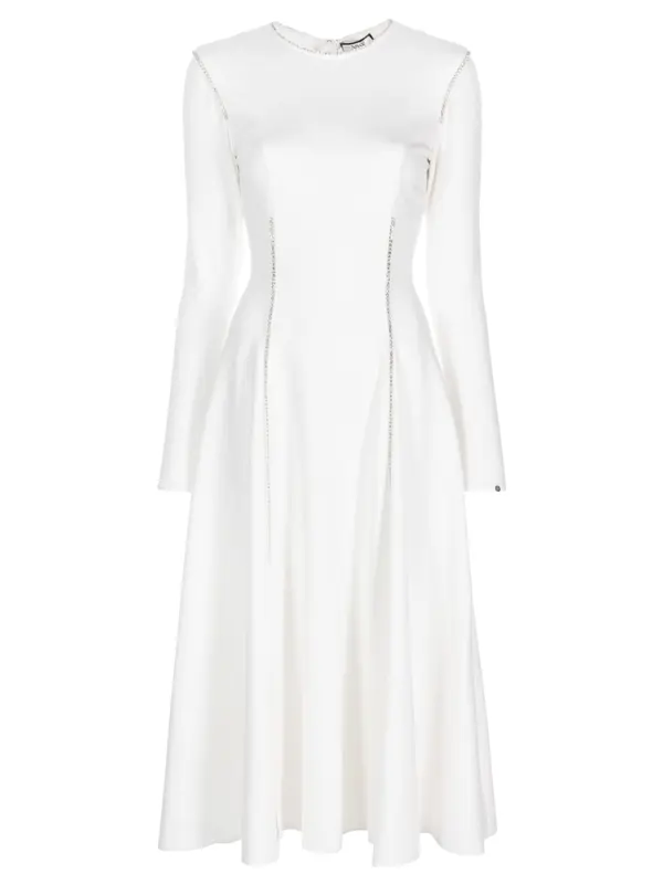 NISSA Crystal-embellished Midi Dress - White