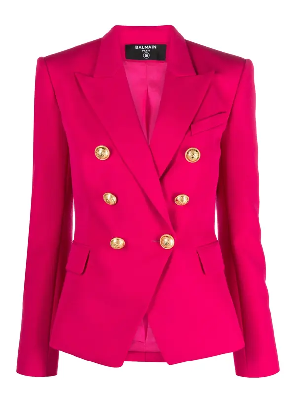 Balmain Double-breasted Wool Blazer - Pink
