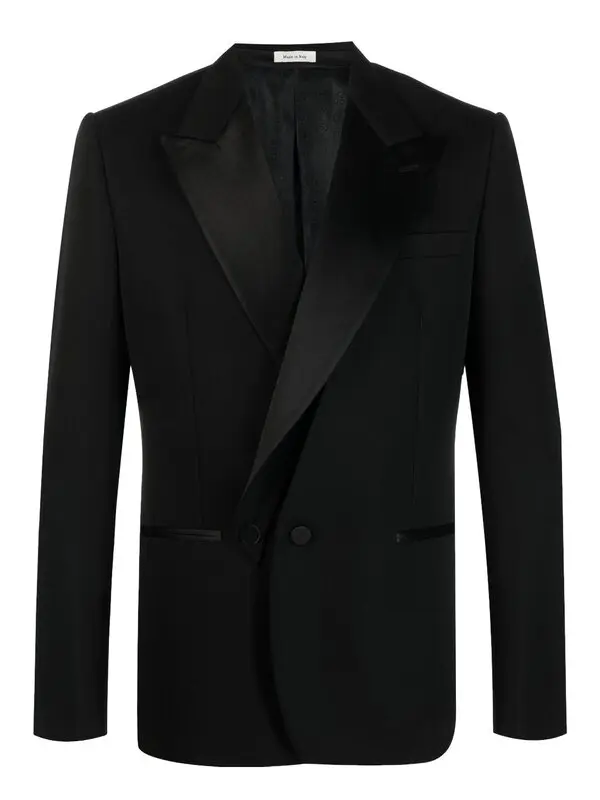Alexander McQueen Double-breasted Silk Blazer - Black