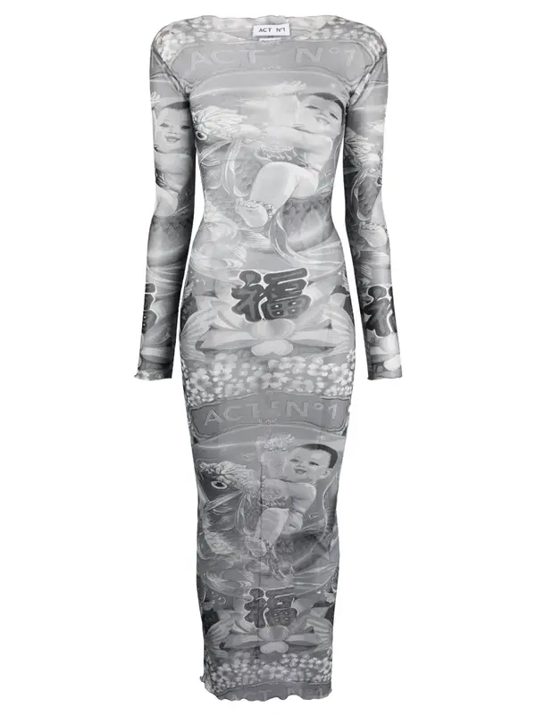 ACT Nº1 Graphic-print Dress - Grey