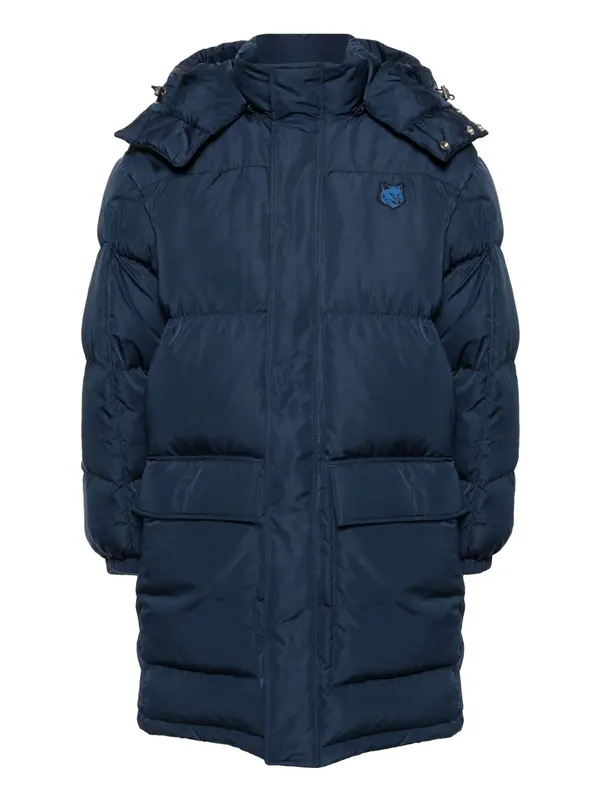 Maison Kitsuné Fox-appliqué Padded Coat - Blue