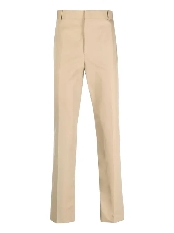 Alexander McQueen Cotton Cigarette Trousers - Neutrals