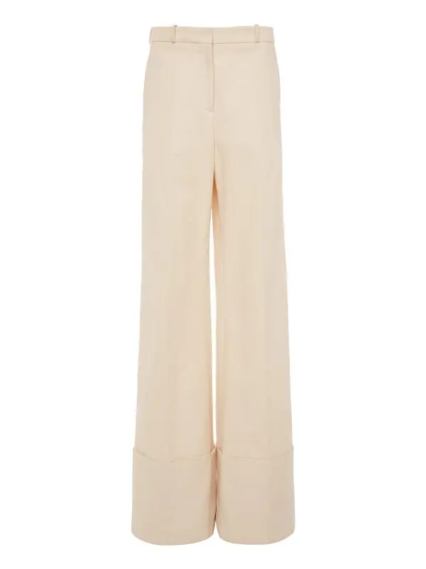 DEL CORE Cotton Wide-leg Trousers - Ivory